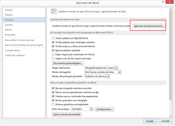 Autocorrección en Word – visOal